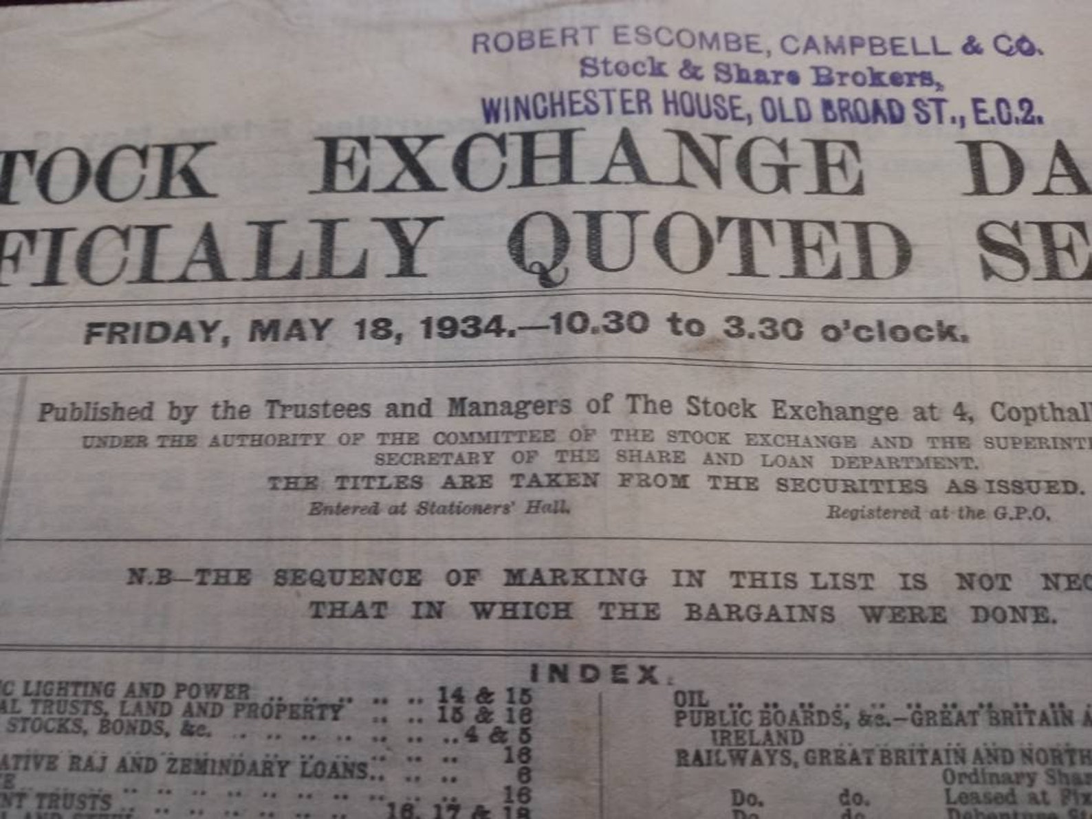 Original Antique News Paper The stock Exchange Daily list of | Etsy