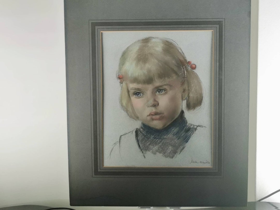 Peter Wardle Chalk Portrait of a Young Girl Artist Published - Etsy