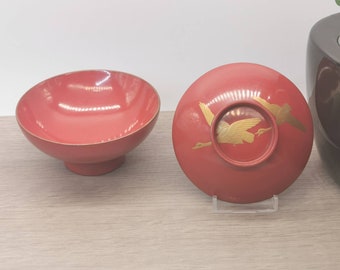 Japanese Red Wooden Bowl - Etsy