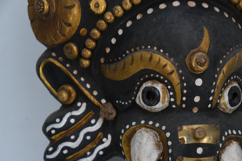 Ganesh Hindu God Handmade Mask Antique Bodhi Wooden Black - Etsy