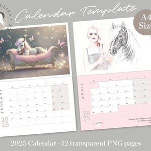 2025 Calendar A4 Transparent PNG Files (digital Download – 1 Zip Folder ...