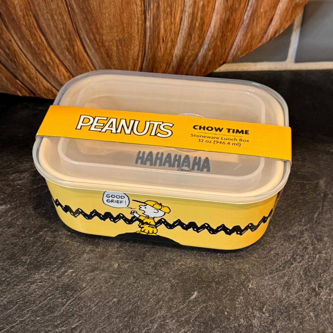 Peanuts Stoneware Lunch Box, Charlie Brown Food Storage Container With ...