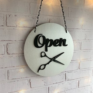 Hair Salon Open Closed Sign With Scissors Business Sign Barbershop Sign ...