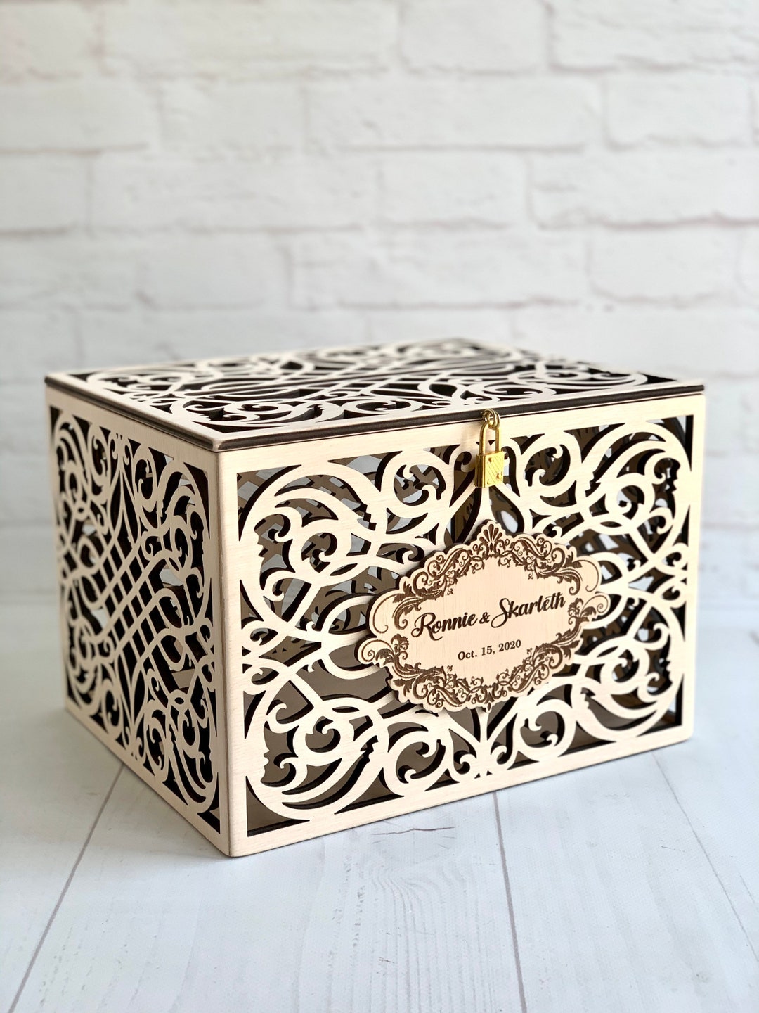 Wedding Gift Box Money Box Silver Card Box Wedding Card Box With Slot ...
