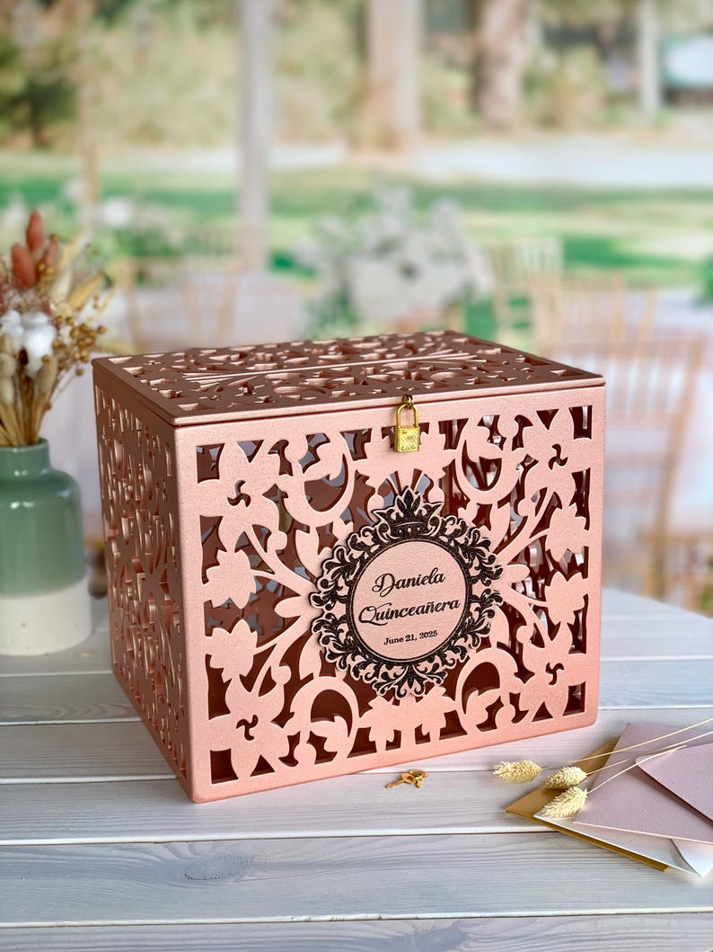Quinceanera Card Box With Lock | Birthday Party Keepsake | Sweet 15 ...