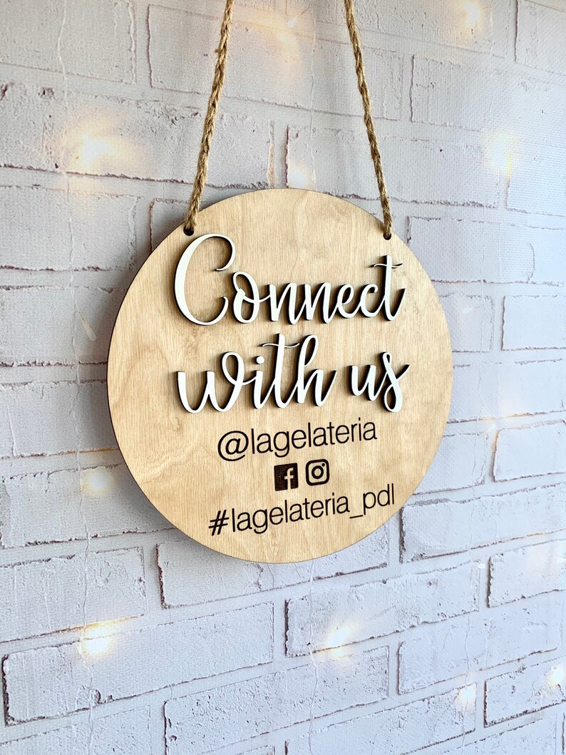 Connect With Us Sign Social Sign Custom Wooden Sign Business - Etsy
