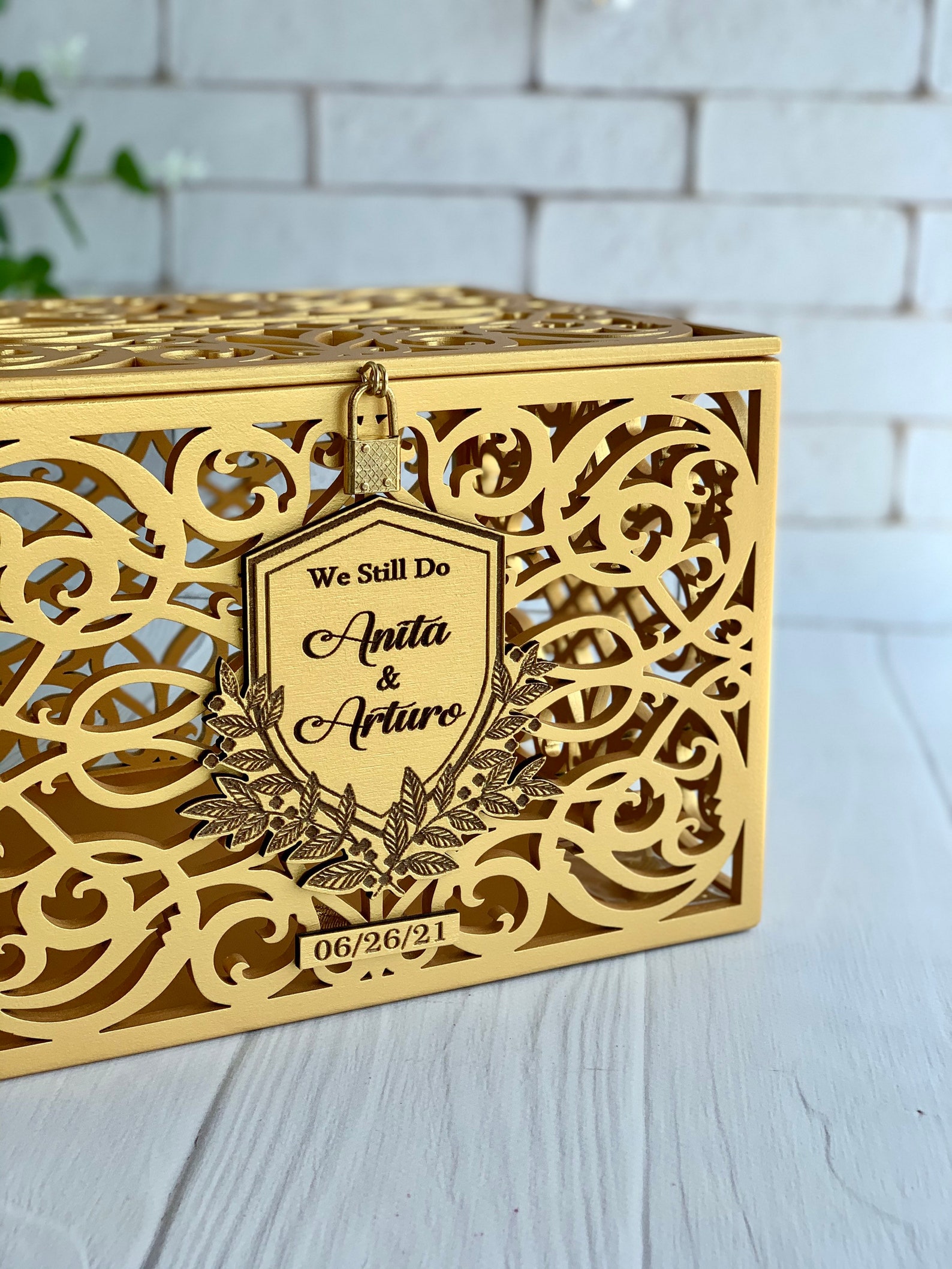 Wedding Card Box With Slot Lock Wedding Money Box Rustic Card Box ...