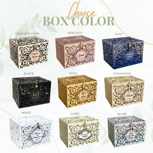 Navy Wedding Card Box With Slot Lock Wedding Money Box Rustic Card Box ...