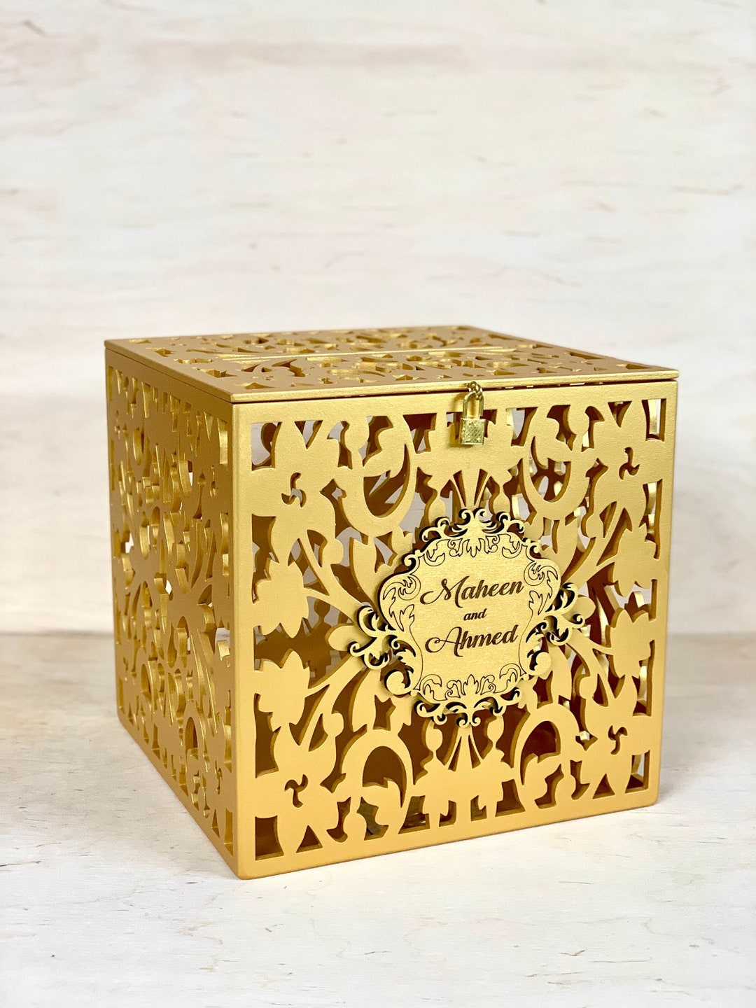 Wedding Card Box With Slot Lock Wedding Money Box Rustic Card Box ...