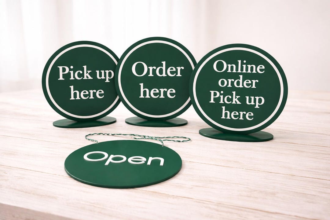 Set of 4 Signs | Order Here Sign | Pick up Here Sign | Online Order ...