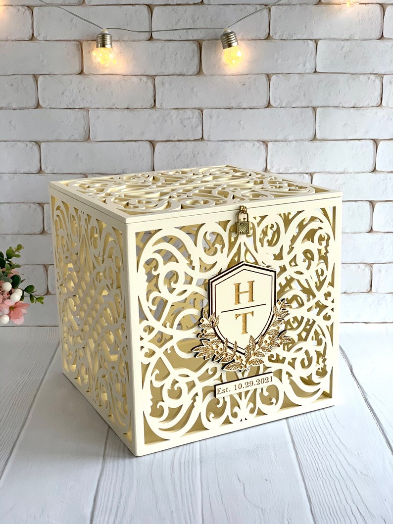 Wedding Card Box With Slot Lock Wedding Money Box Rustic Card - Etsy