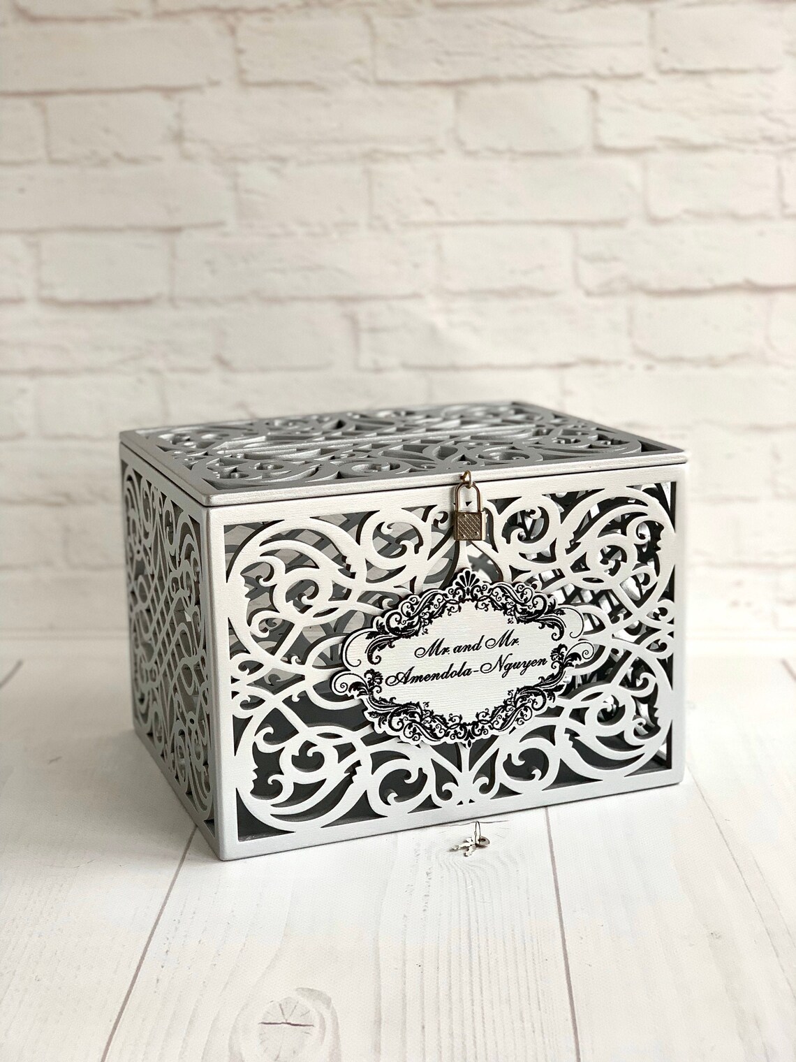 Wedding Gift Box Money box Silver Card Box Wedding Card Box | Etsy