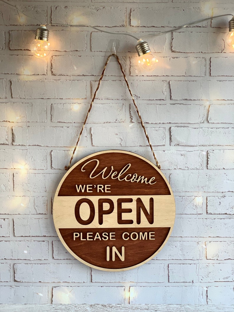 Open Closed Sign Welcome Sign Reversible Sign Wooden Sign - Etsy