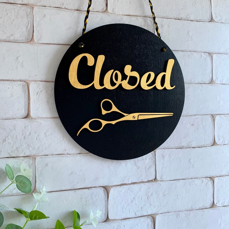 Hair Salon Open Closed Sign With Scissors Business Sign - Etsy