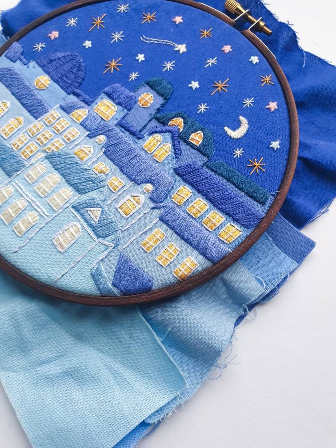 Night Skies Hand Embroidery Framed in a 7 Embroidery - Etsy