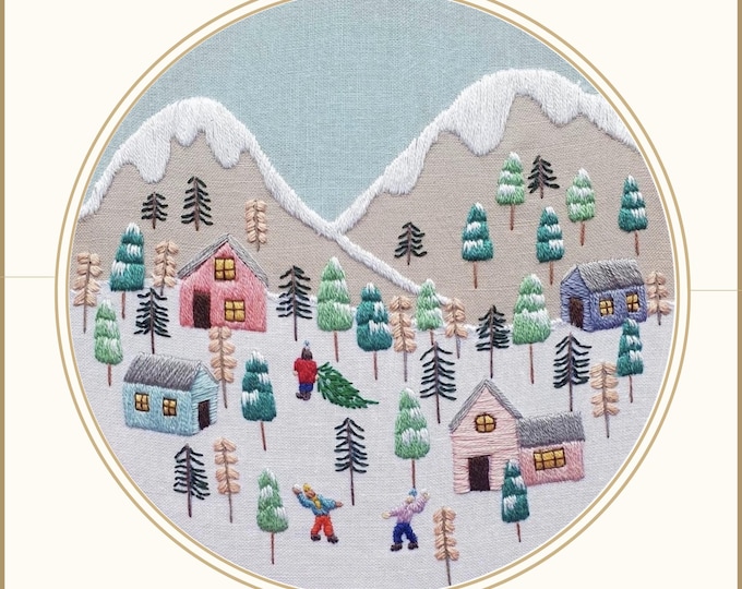Mountain Scene Embroidery Design * Winter Scene Embroidery Designs ...