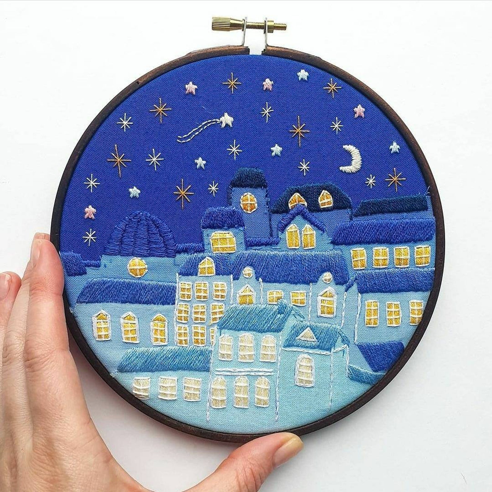 Night Skies Hand Embroidery Framed in a 7 Embroidery - Etsy