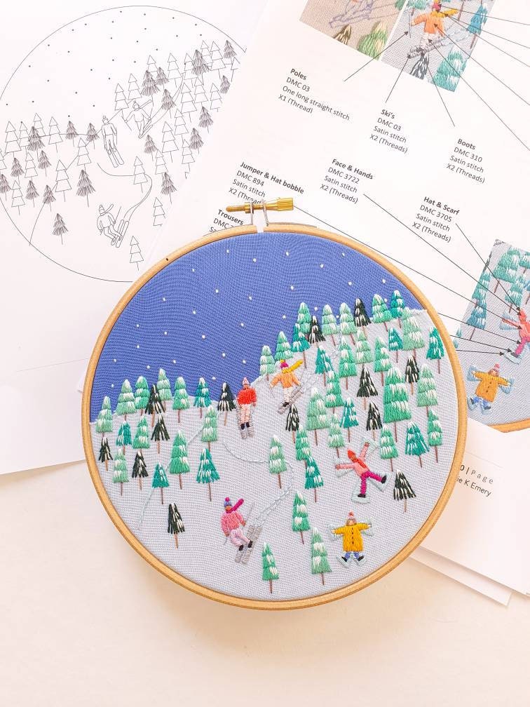 Christmas Scenes Ski Slope & Alpine Scene Pattern Bundle PDF - Etsy