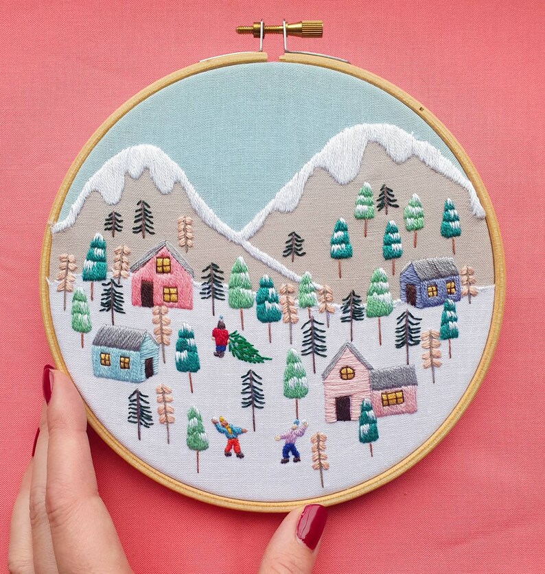 Christmas Scenes Ski Slope & Alpine Scene Pattern Bundle PDF - Etsy