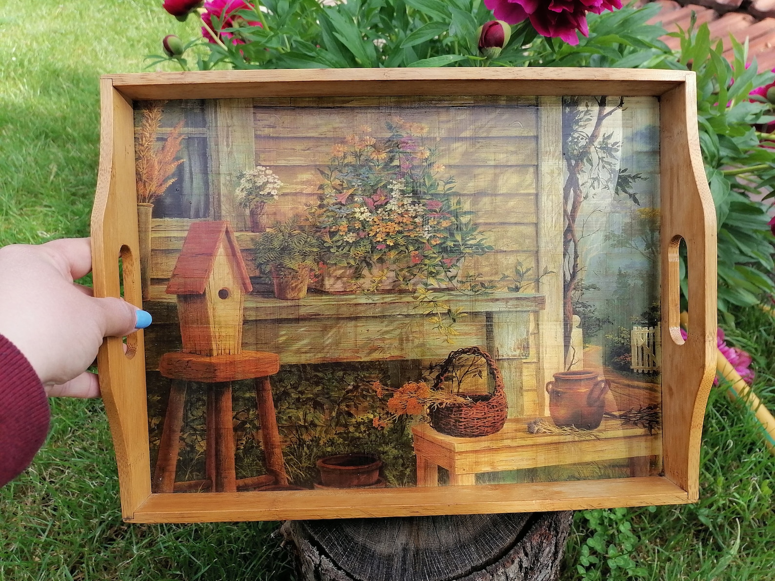 Vintage Wooden Tray Hand Painted Wooden Tray Handmade Tray - Etsy