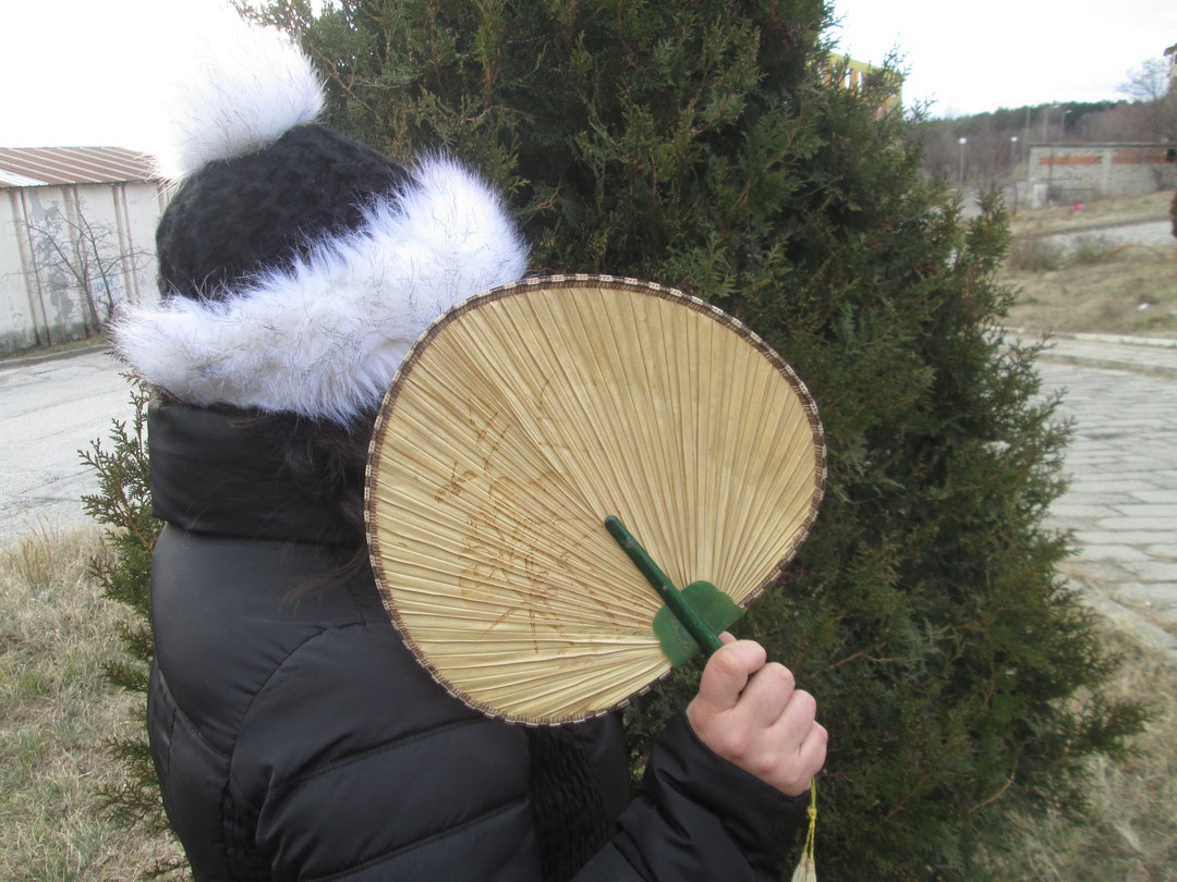 Vintage Woven Straw Hand Fan: Painted Ladies Accessory - Etsy