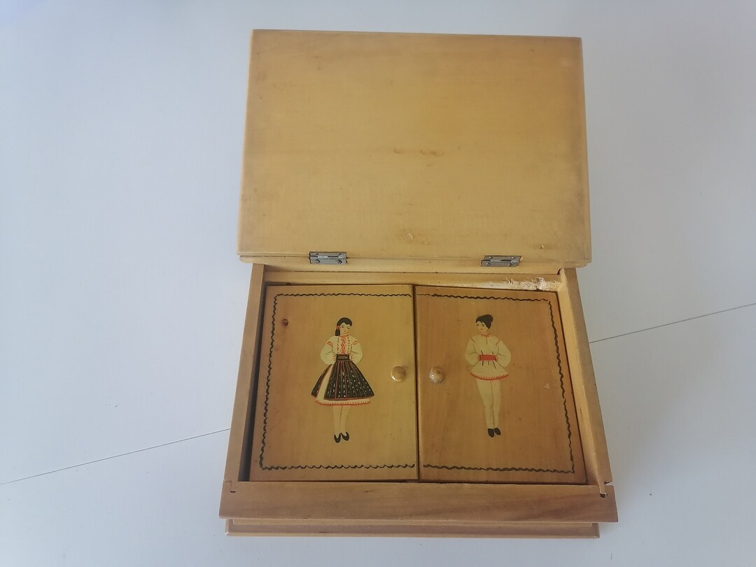 Vintage Wooden Box, Big Romanian Box, Handmade Box, Hand Painted Wooden ...