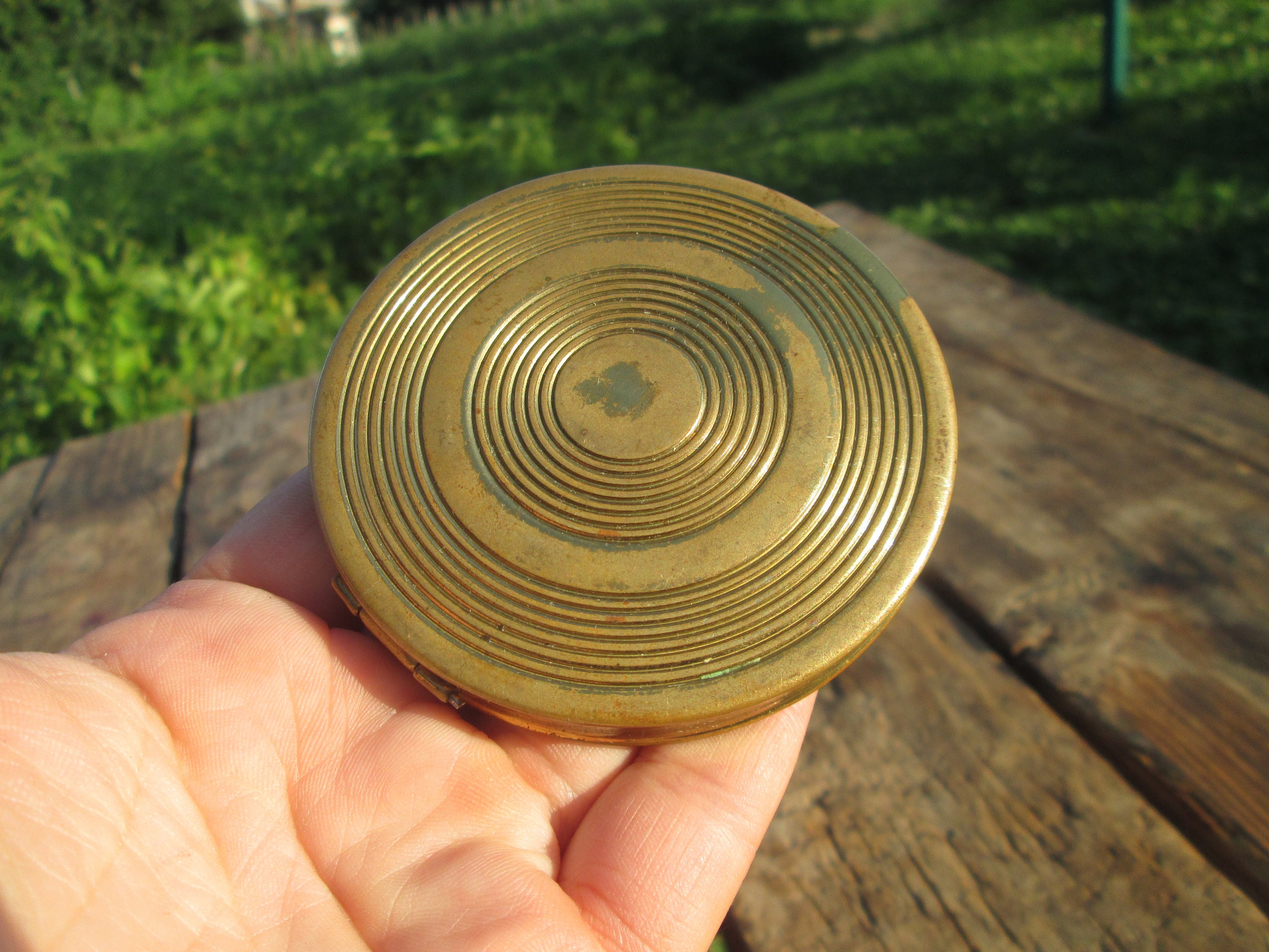 Brass Powder With Mirror Pocket Mirror Vintage Powder Box | Etsy