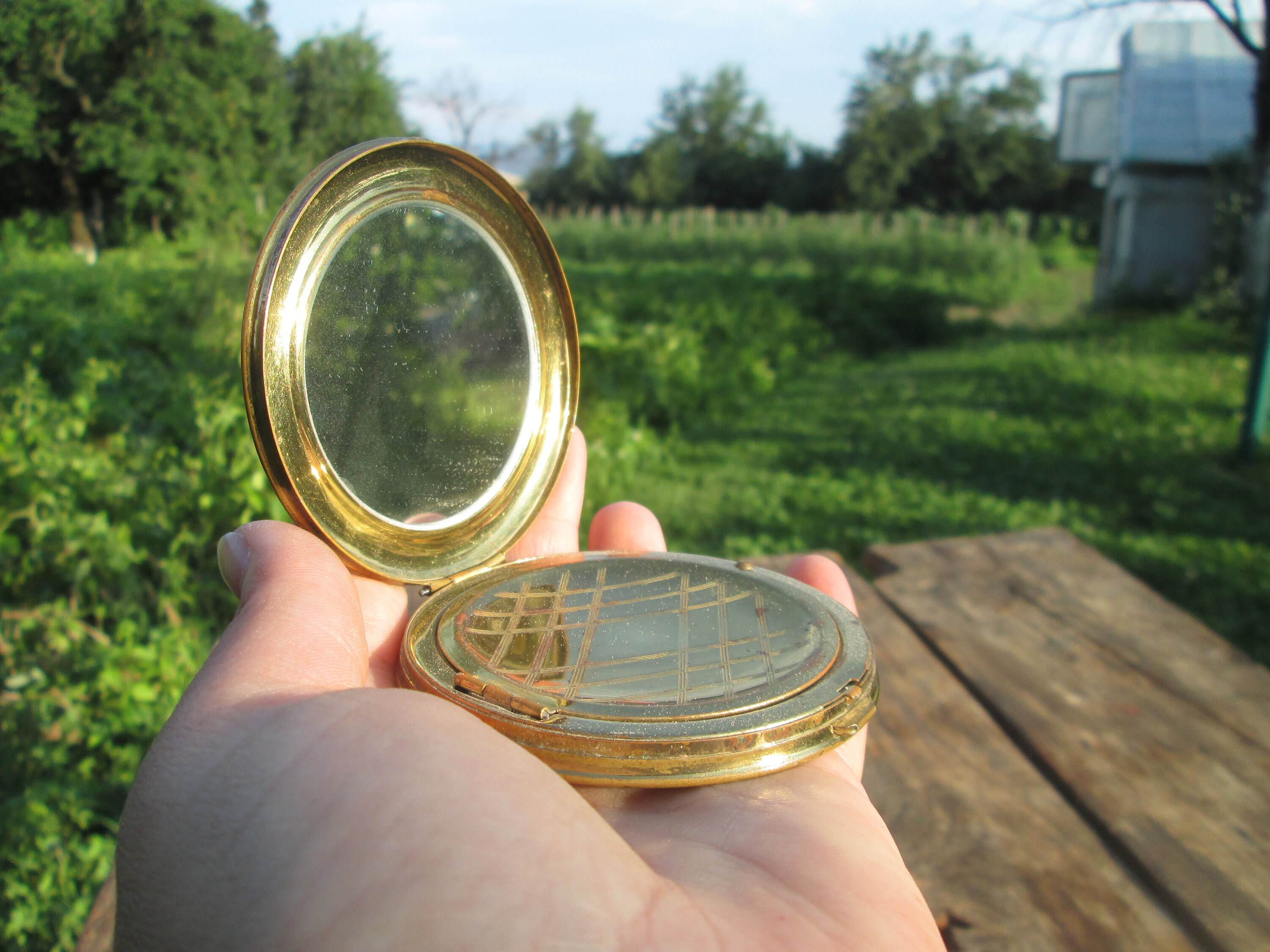 Brass Powder With Mirror Pocket Mirror Vintage Powder Box | Etsy