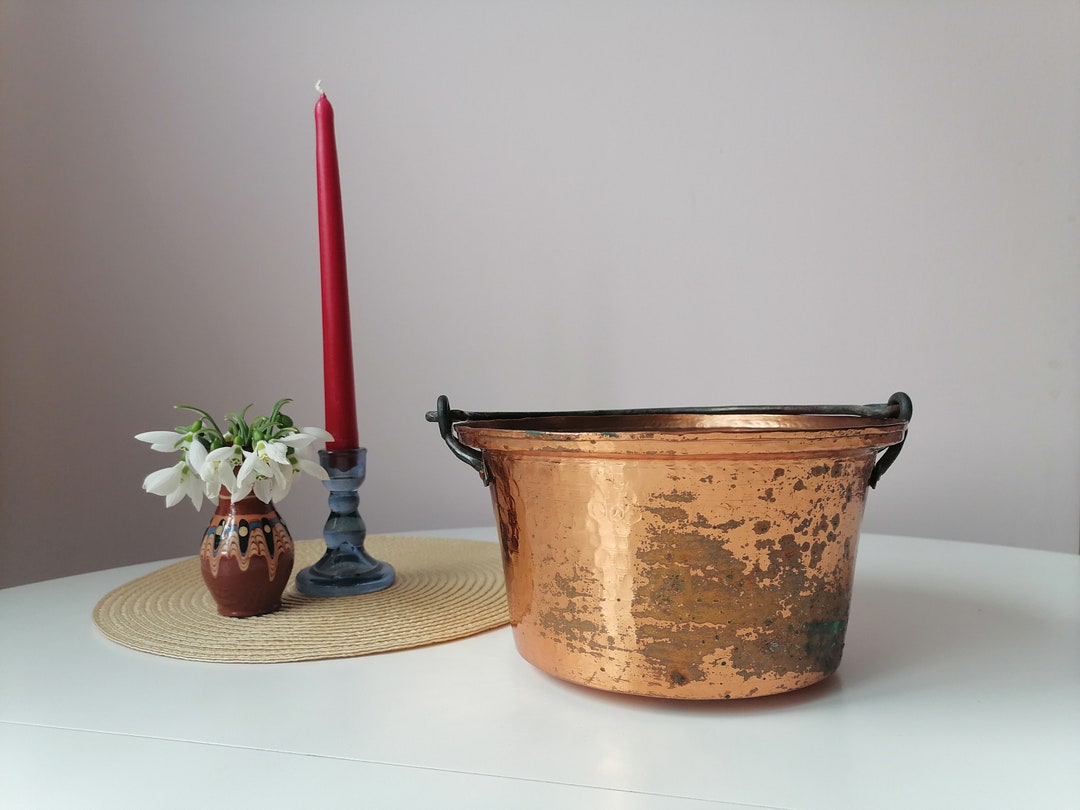 Vintage Copper Cauldron: Hand Hammered Rustic Kitchen Decor - Etsy