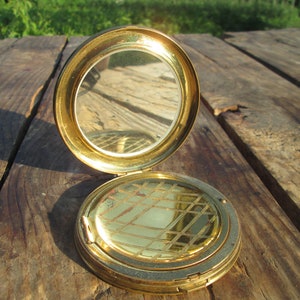 Brass Powder With Mirror, Pocket Mirror, Vintage Powder Box, Pocket ...