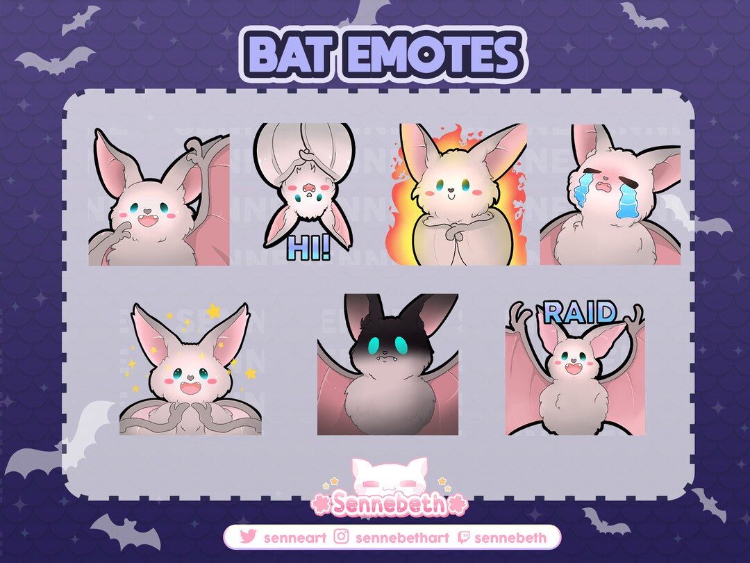 White Bat Emote Pack - Etsy