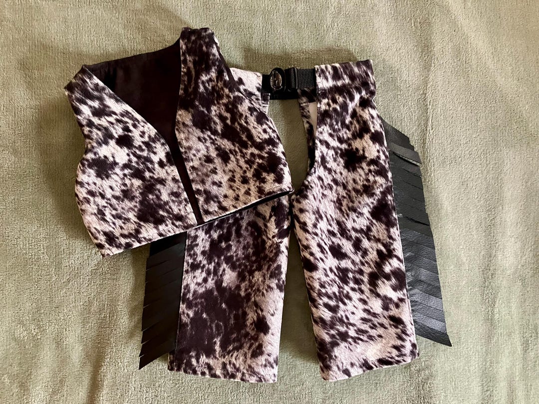 Baby, Toddler, Kids Black/cream Faux Ihide Chaps & Vest - Etsy
