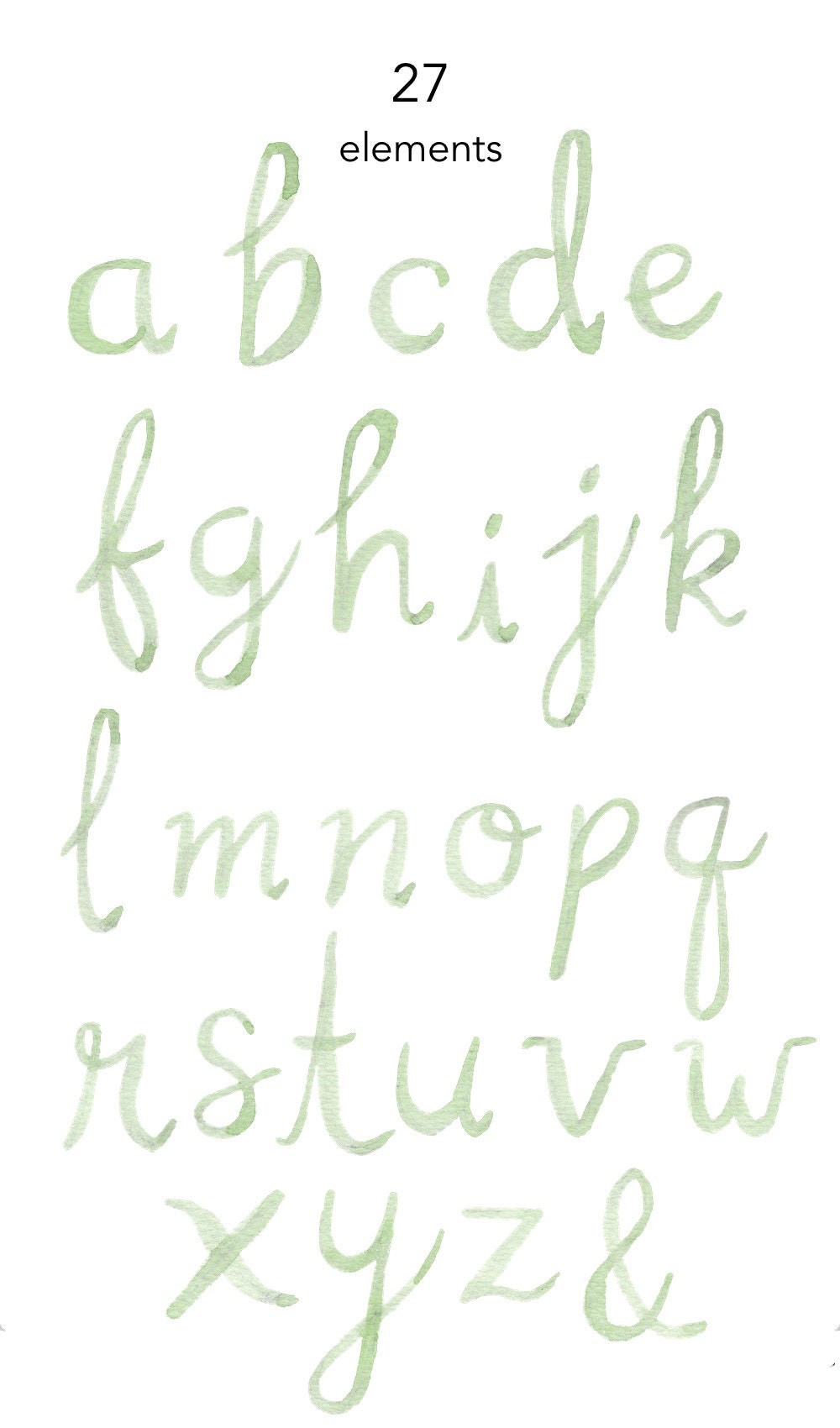 WATERCOLOR CLIPART Green Alphabet 1 Clipart Watercolour Set - Etsy