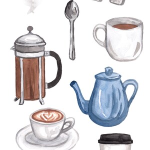 WATERCOLOR CLIPART, Coffee Clipart, Coffee Cup Pot, Sugar Cubes, Winter ...