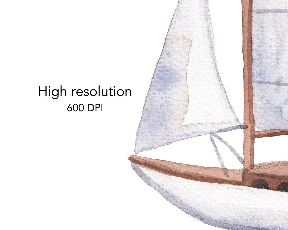 WATERCOLOR CLIPART, Sailboat Clipart, Summer Vacation, Traveling ...