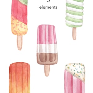 WATERCOLOR CLIPART, Popsicle Clipart, Food, Ice Cream Summer Kitchen ...