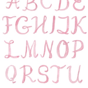 WATERCOLOR CLIPART, Pink Alphabet Clipart, Watercolour Set, Commercial ...