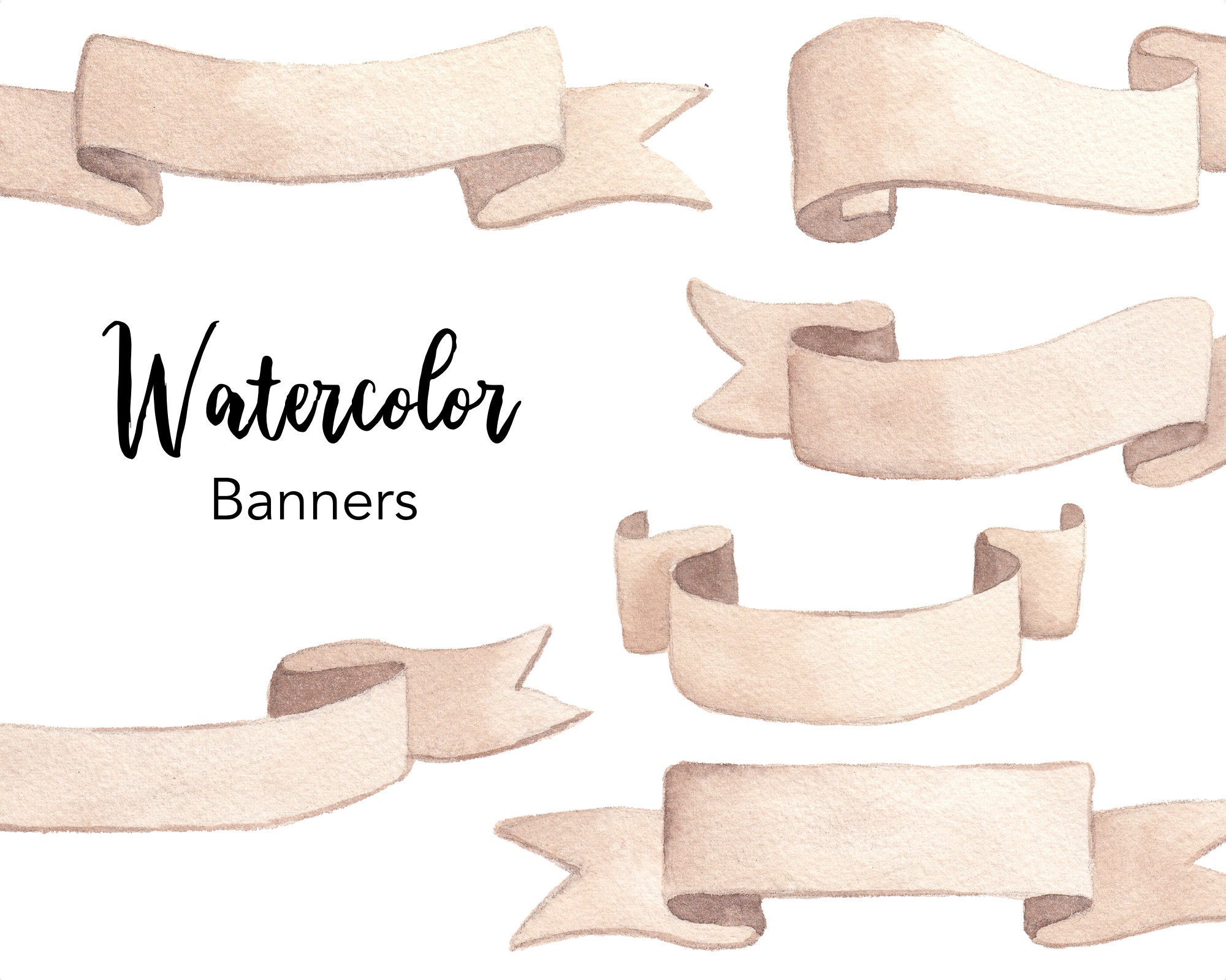 WATERCOLOR CLIPART Banners Clipart Watercolour Clipart Set - Etsy