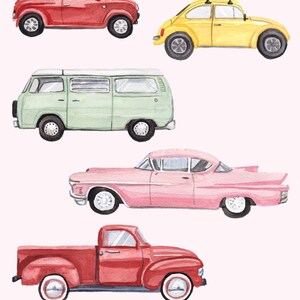WATERCOLOR CLIPART, Retro Cars, Truck Clipart, Car Clip Art, Vehicles ...