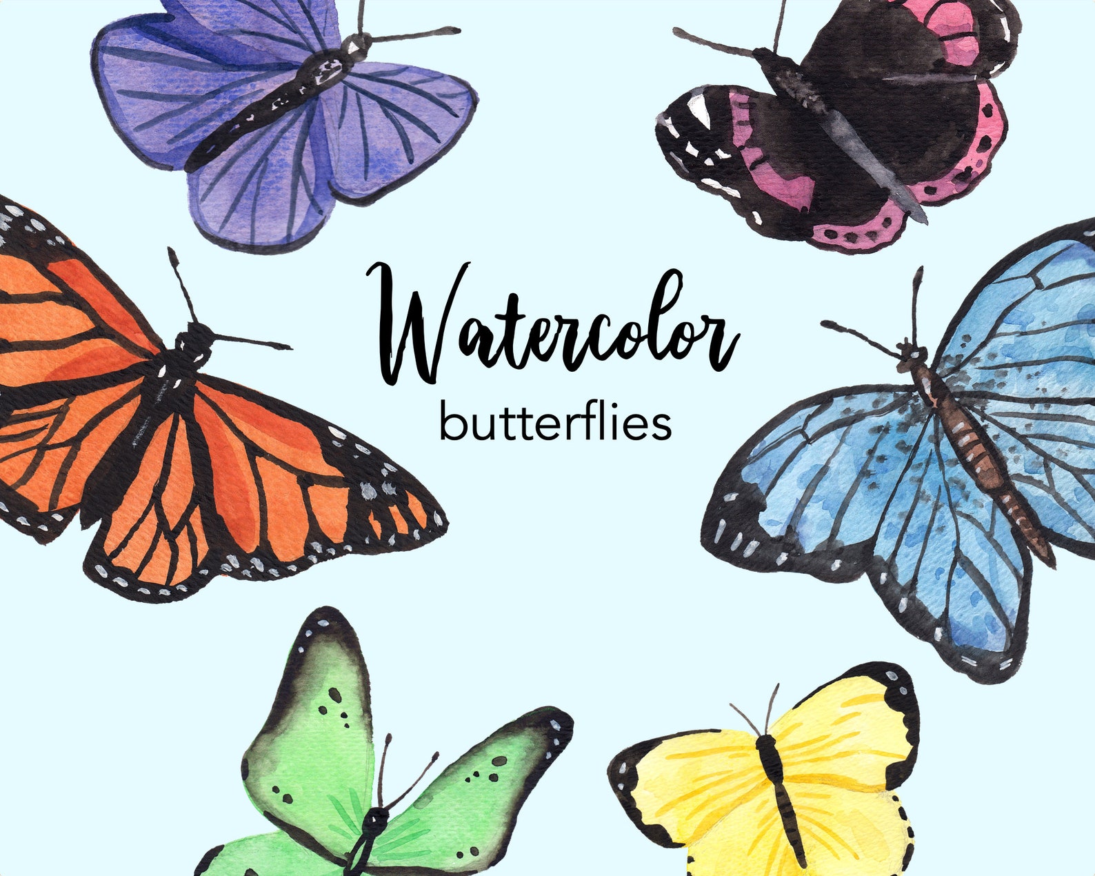 WATERCOLOR CLIPART butterfly clipart insect watercolour | Etsy