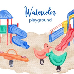 WATERCOLOR CLIPART, Playground Clipart, Watercolour Clipart Set ...