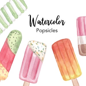 WATERCOLOR CLIPART, Popsicle Clipart, Food, Ice Cream Summer Kitchen ...