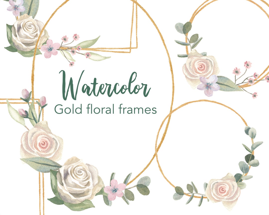 WATERCOLOR CLIPART, Floral Frames Clipart, Watercolour Clipart Set ...