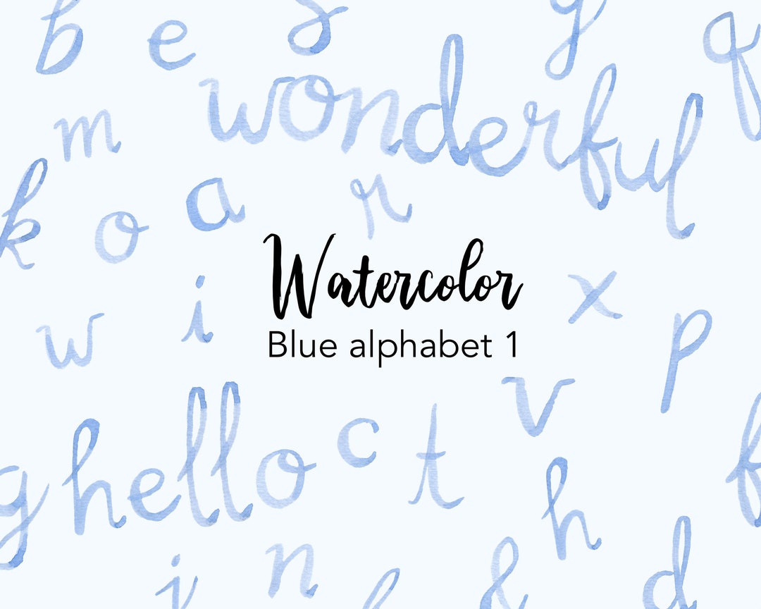 WATERCOLOR CLIPART, Blue Alphabet 1 Clipart, Watercolour Set ...