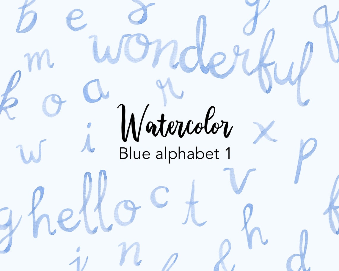 Blue Watercolor Alphabet Clipart Set (PNG Files) - Etsy