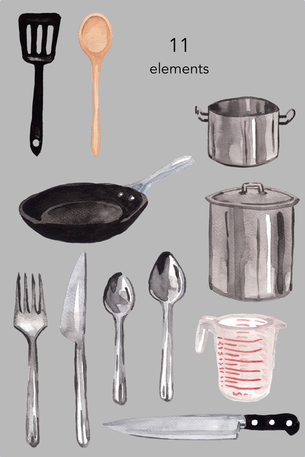 WATERCOLOR CLIPART Cooking Supplies Kitchen Food | Etsy