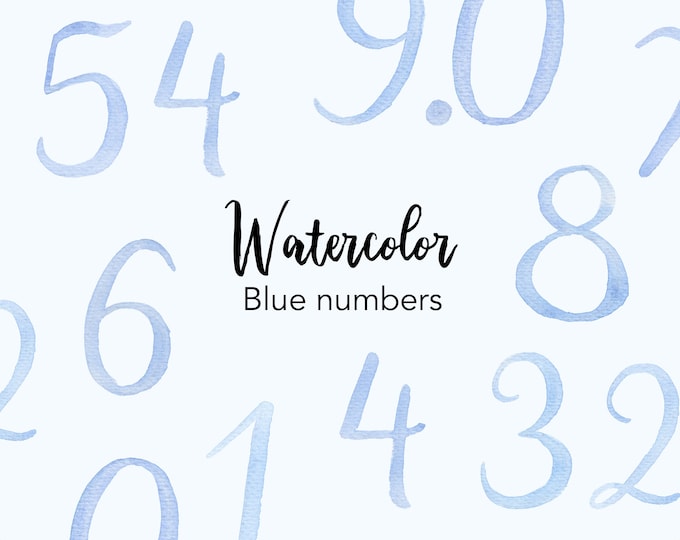 Blue Watercolor Table Numbers (1-26) - Digital Download - Etsy