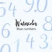 Blue Watercolor Number Clipart, Illustration Graphics (PNG File) - Etsy