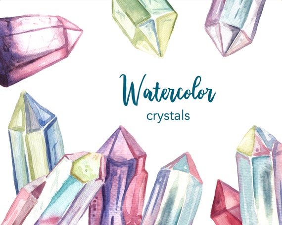 WATERCOLOR CLIPART Crystal Clipart Crystals Diamonds Decor - Etsy