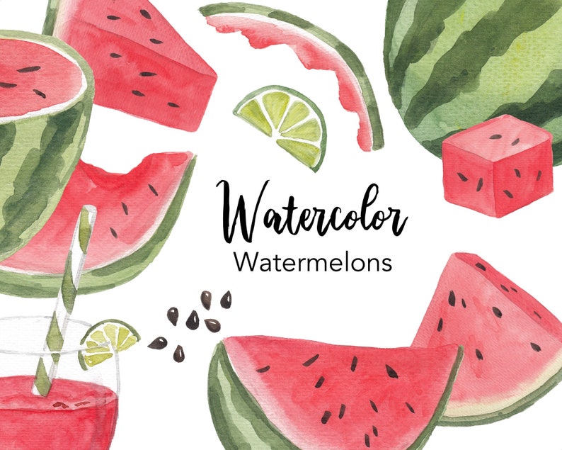 WATERCOLOR CLIPART Watermelons Fruit Clipart Food - Etsy